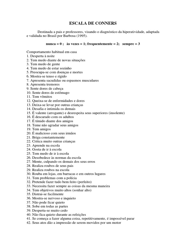 Escala de Conners | PDF