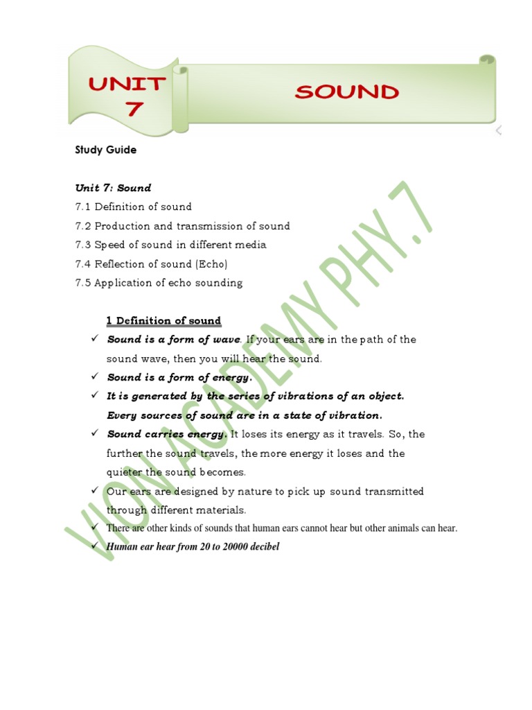 Study Guide: There Are Other Kinds of Sounds That Human Ears Cannot ...