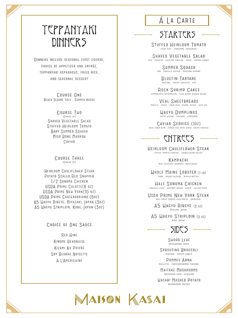 Maison Kasai Menu | PDF
