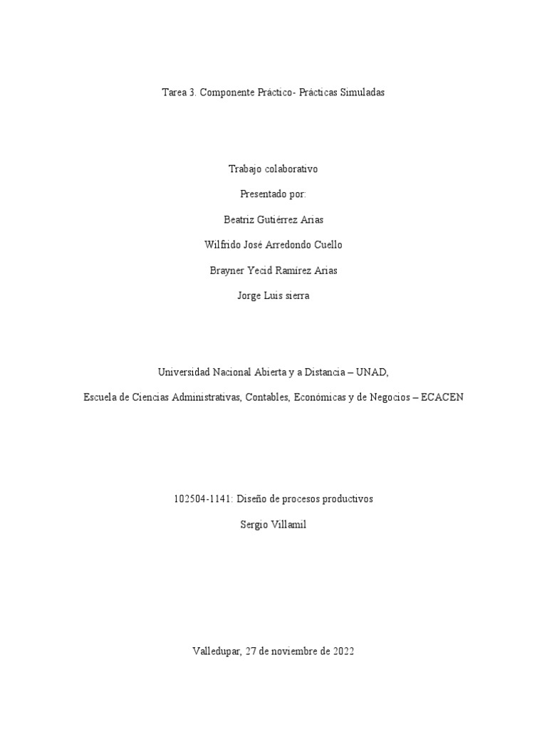 Tarea 3. Componente Práctico - Prácticas Simuladas - Grupo - 7 | PDF