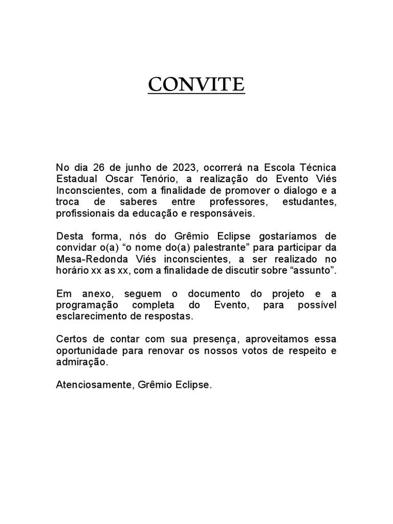 Carta Convite | PDF