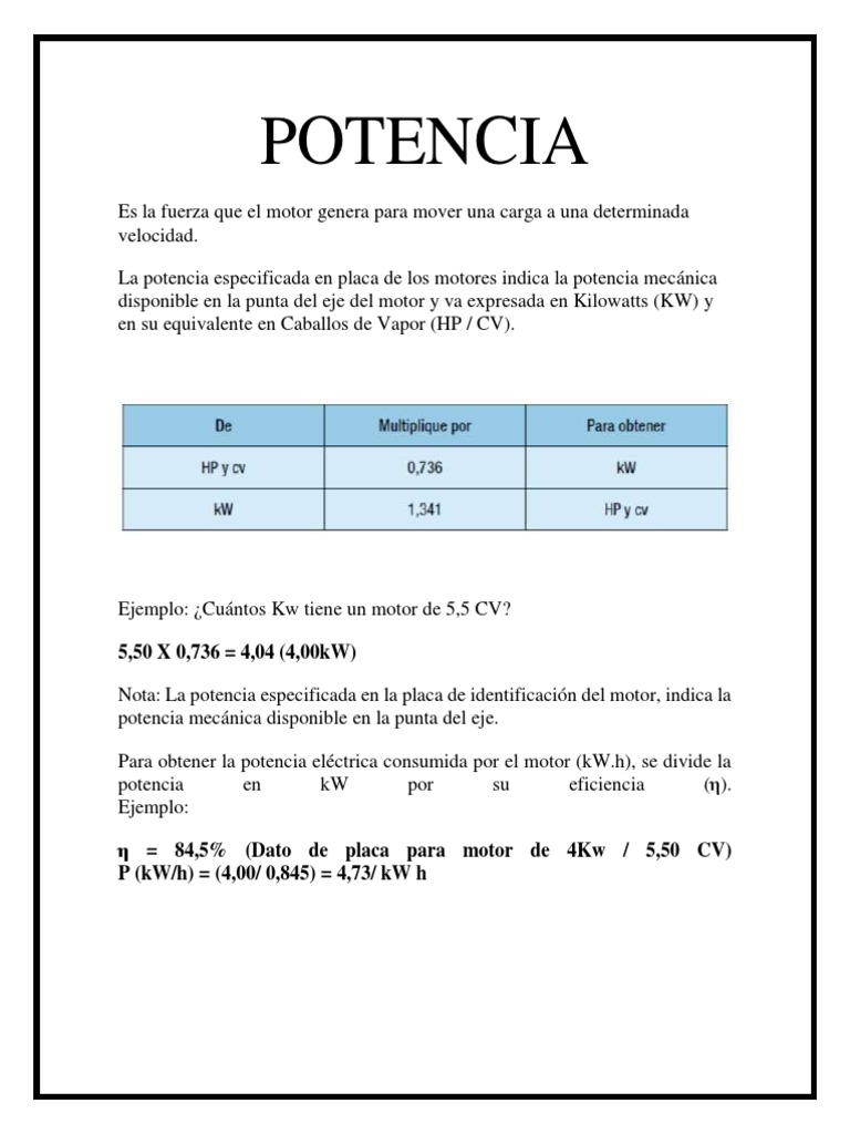 Potencia Pdf Motores Vatio