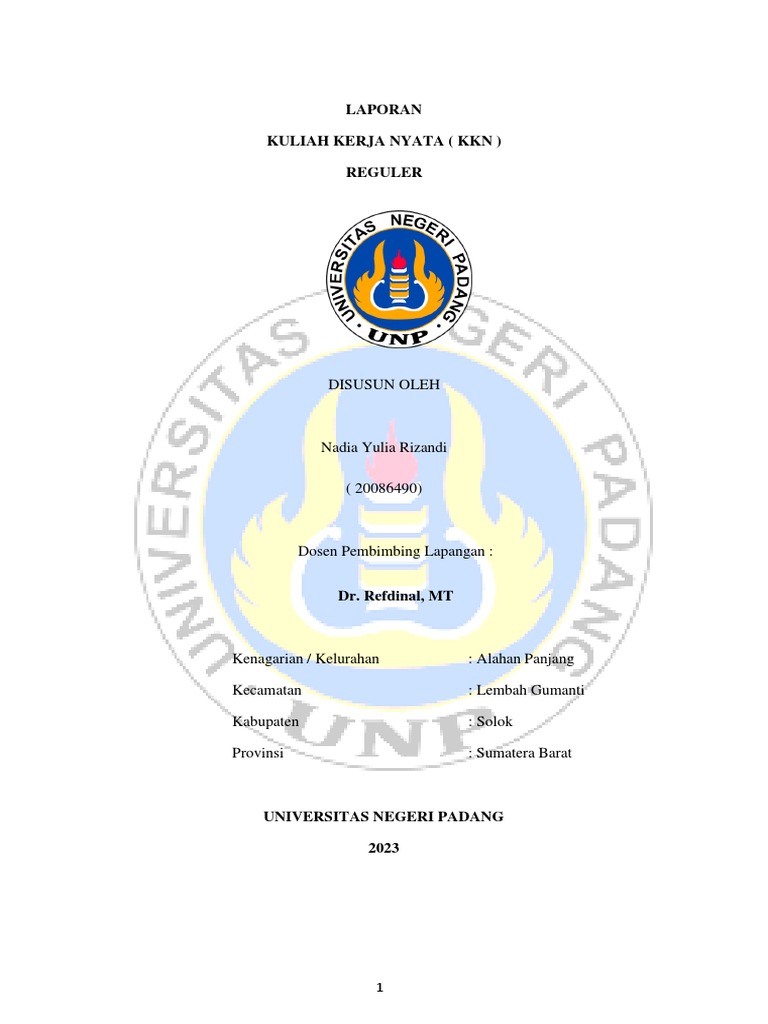 Laporan KKN di Alahan Panjang 2023 | PDF