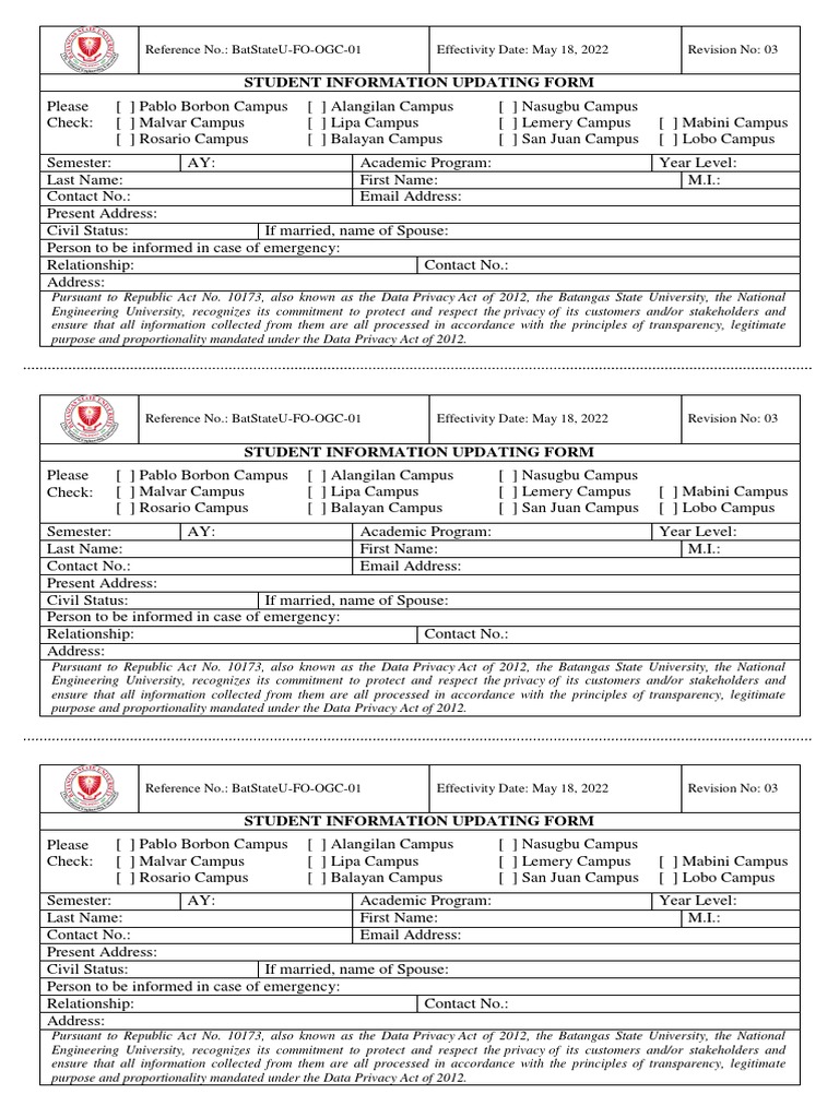 BatStateU-FO-OGC-01 - Student Information Updating Form - Rev. 03 ... BatStateU-FO-OGC-01 - Student Information Updating Form - Rev. 03 ...