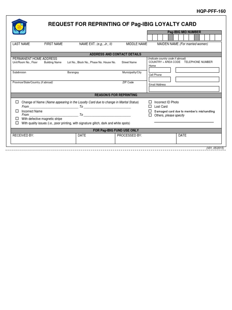 Pag-IBIG Loyalty Card Replacement Request | PDF | Service Industries ...