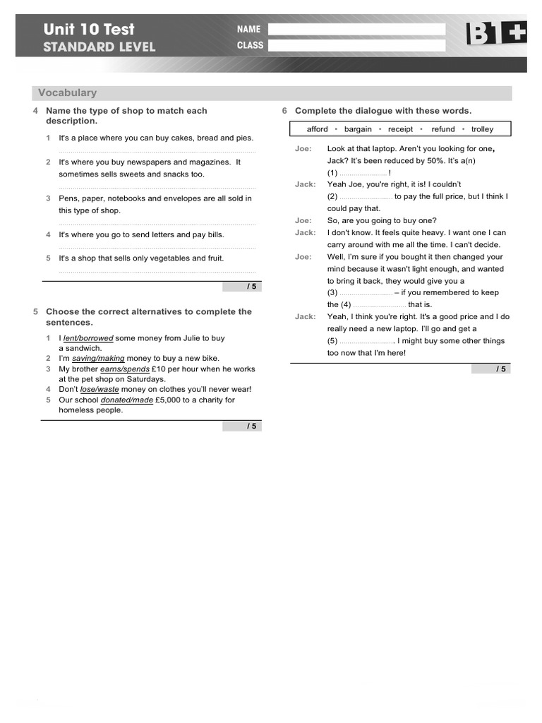 Unit 10 - Vocabulary (S) | PDF