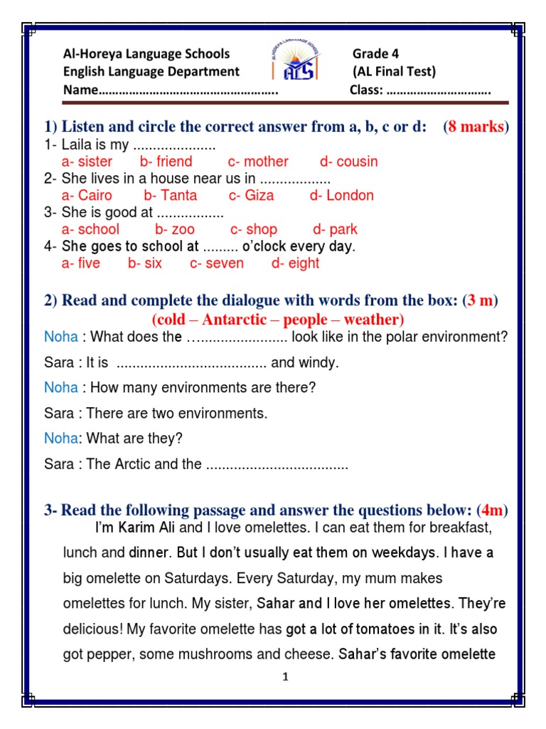 Grade 4, Final | PDF | Foods | Food And Drink