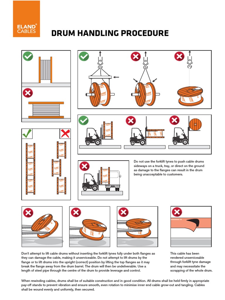 Cable Drum Handling and Storage Guide | PDF | Forklift | Equipment