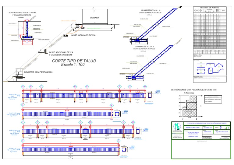 Plano Implantacion Dac Tonchigue-Din A1 Detalles de Muros y Vigas de ...