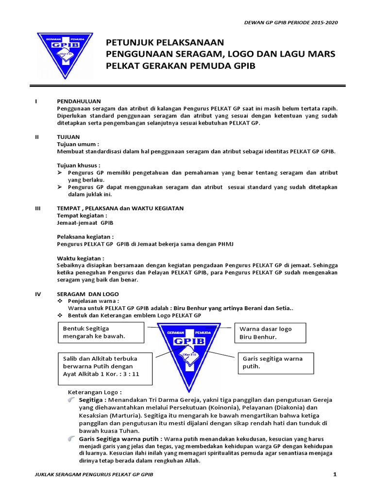 Juklak Seragam Logo Mars Pelkat GP Gpib | PDF
