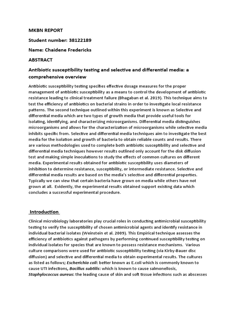 MKBN Report | PDF | Growth Medium | Antimicrobial Resistance