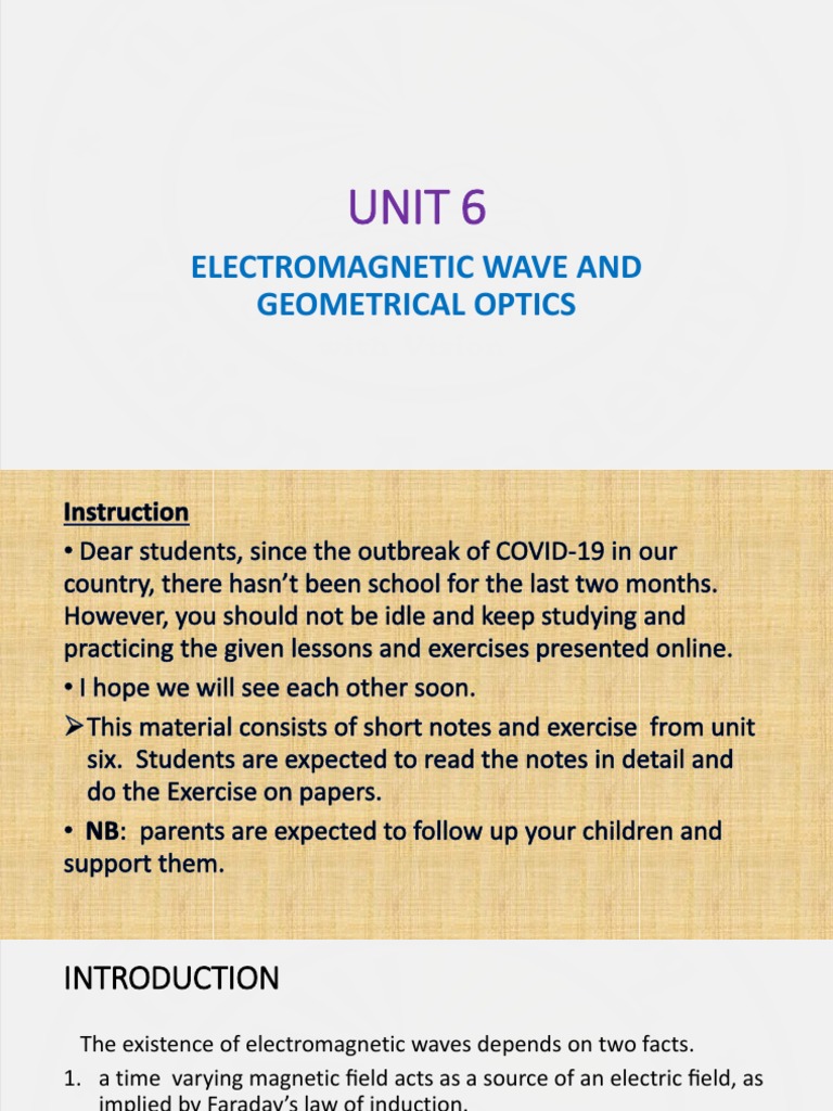 Unit 6: Electromagnetic Wave and Geometrical Optics | PDF | Waves ...