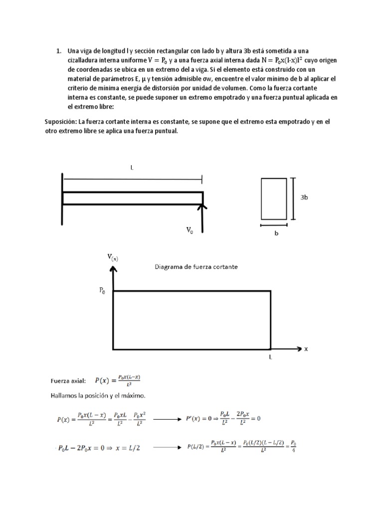 Una Viga de Longitud L y Sección Rectangular Con Lado B y Altura 3b Está Sometida A Una ...