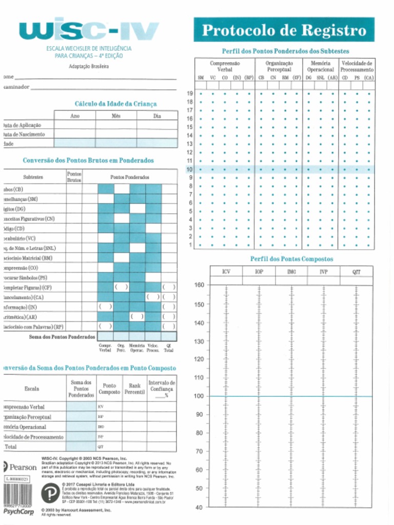 Protocolo Wisc-IV | PDF