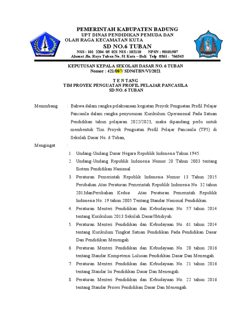 SK Tim Projek 2022.2023 | PDF | Kesehatan Holistik