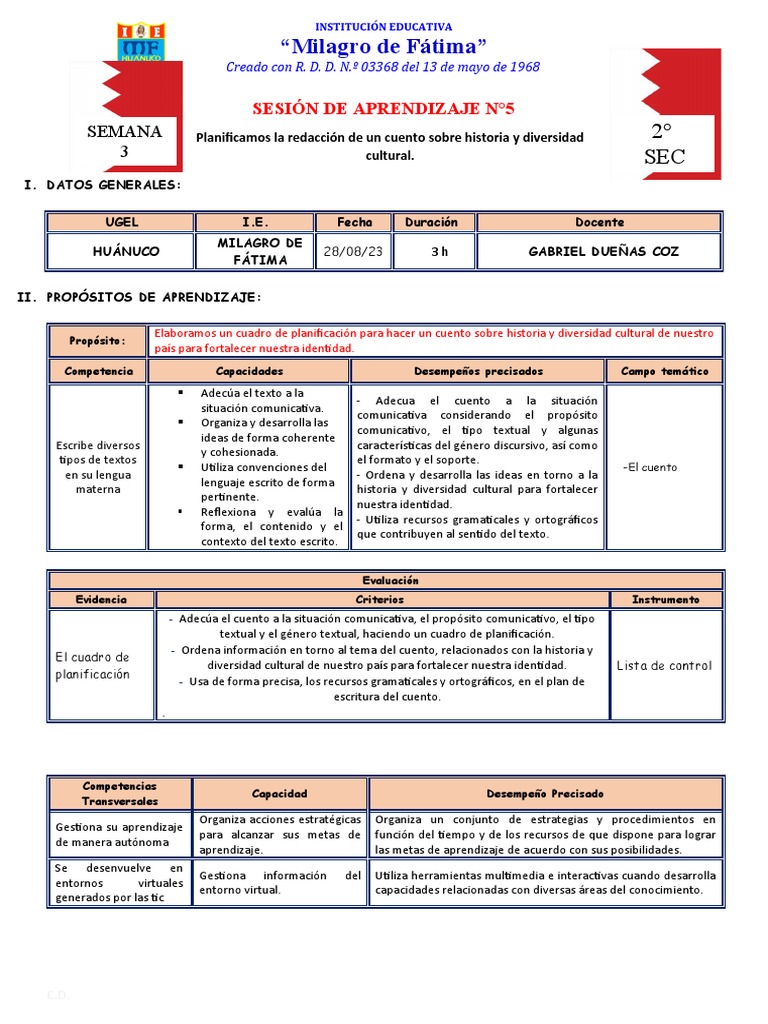 2° Sesión de Aprendizaje Sesión 5-Sem.3-Exp.4-Comunicación | PDF | Aprendizaje | Enseñando