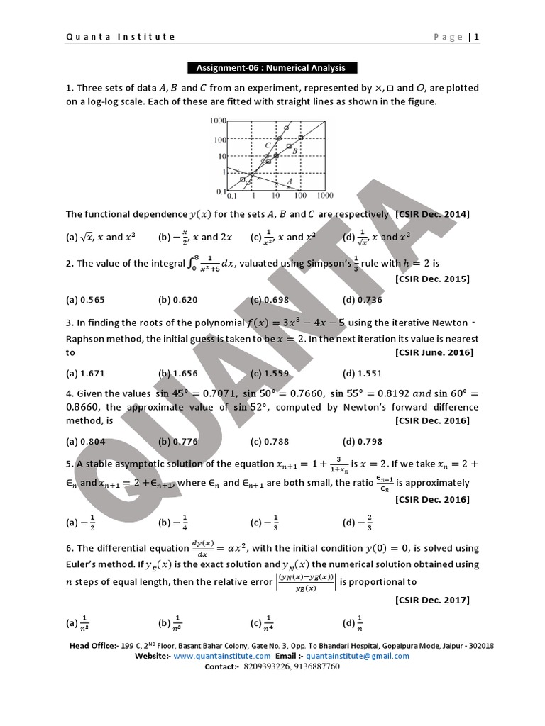 Assignment-06 Numerical Analysis | PDF | Numerical Analysis | Mathematical Logic