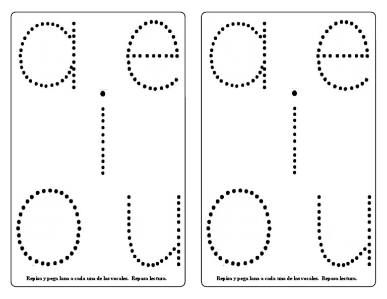 vocales minuscula punzar. Repisa y pega lana a cada una de las vocales ...