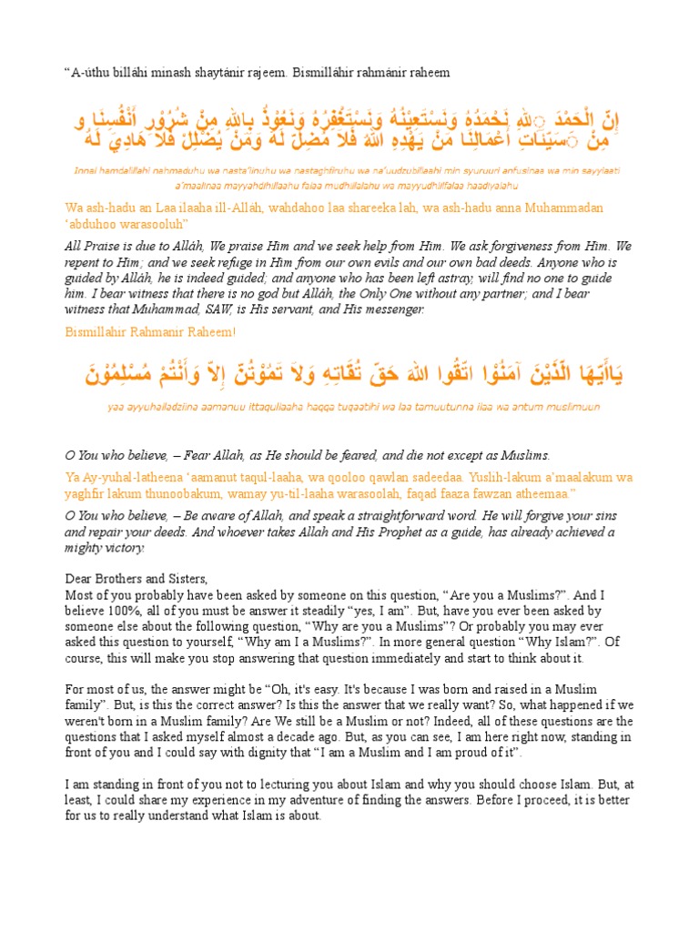 Friday Khutbah (Why Islam) | Prophets And Messengers In Islam | Meaning Of Life