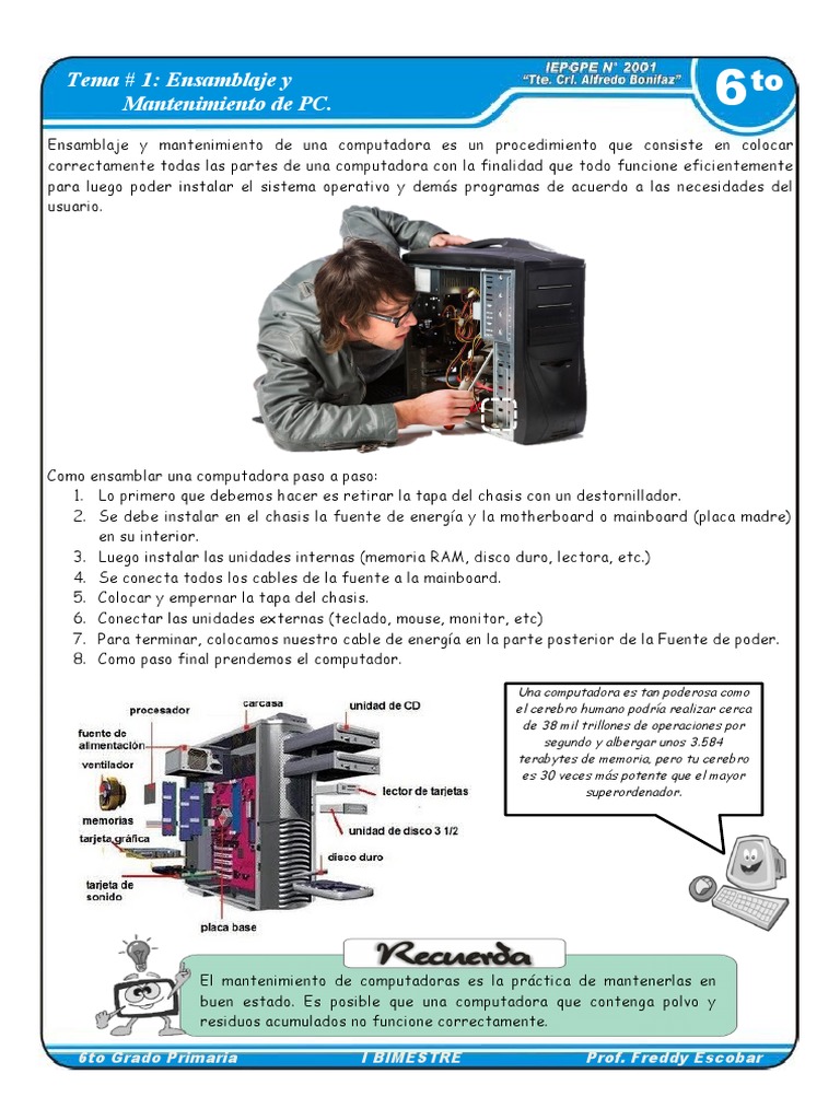 Tema 1-Ensamblaje de Pc-6to Grado-I Bim-2020 | PDF | Tecnología de información y comunicaciones ...