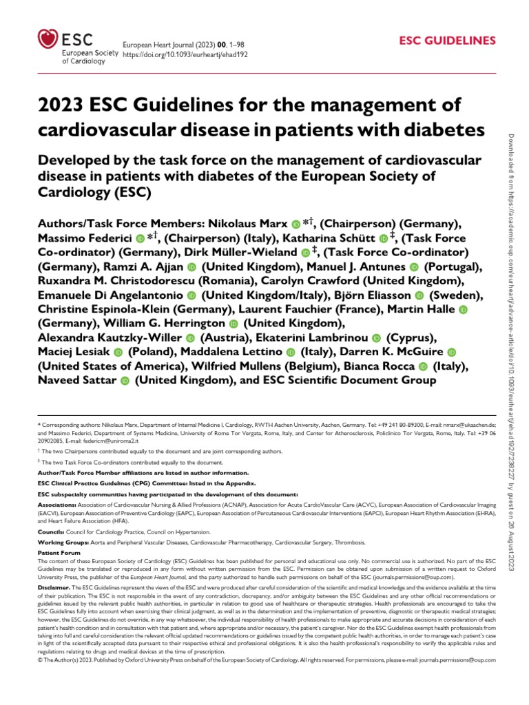 2023 ESC Guidelines For The Management of Cardiovascular Disease in ...