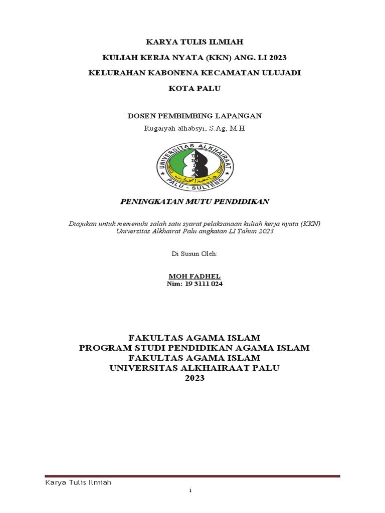 Contoh Karya Ilmiah Tentang Pendidikan | PDF