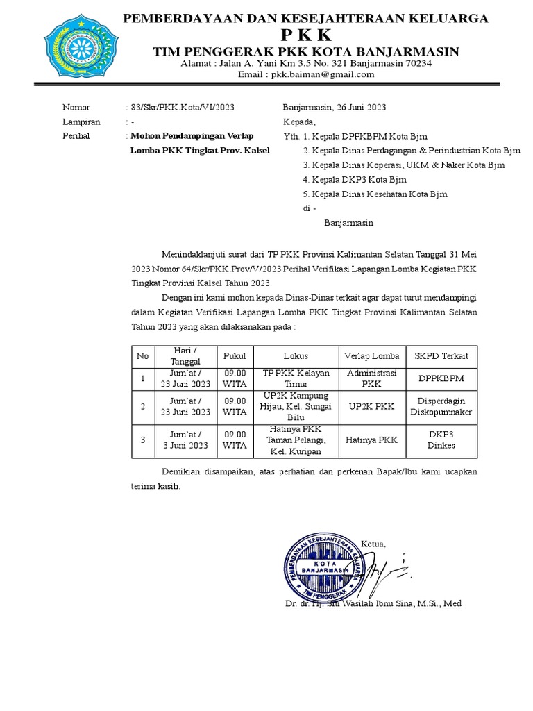 (SKPD) Pendampingan Verlap Lomba PKK | PDF