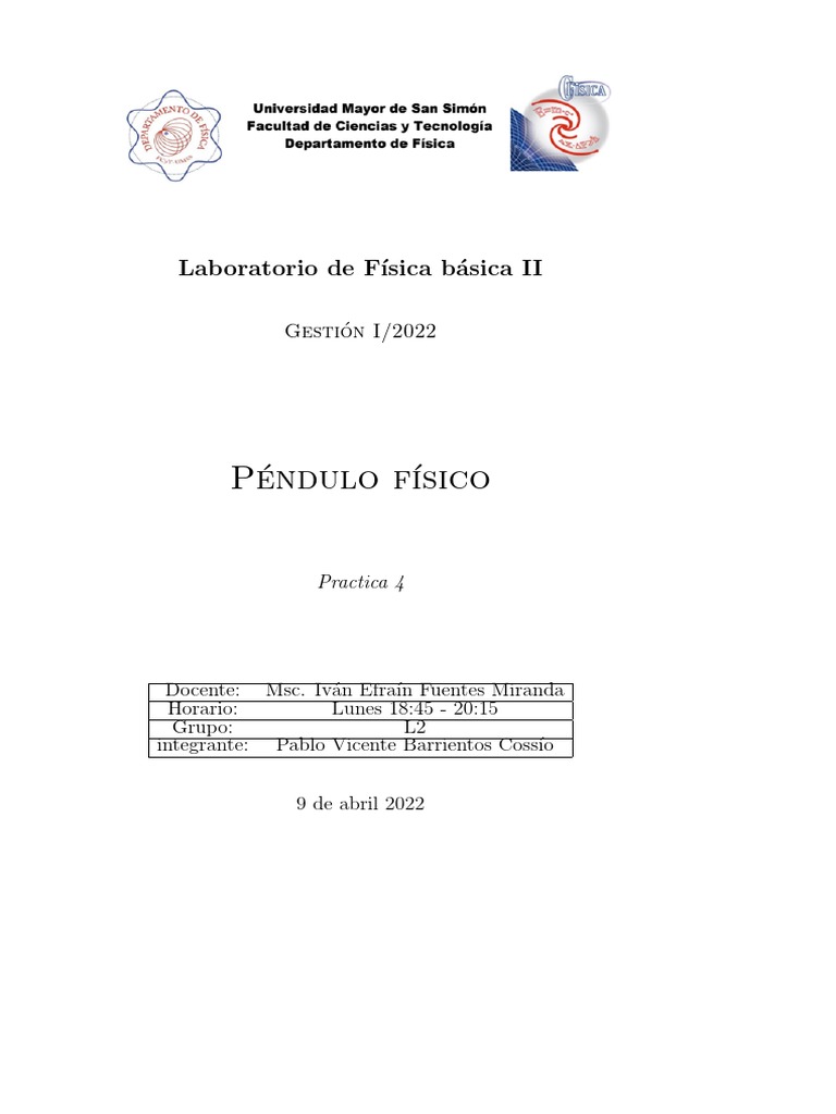 Pendulo Fisico | PDF | Péndulo | Oscilación