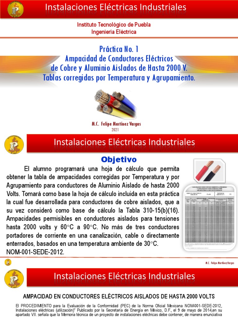 Practica 1. Ampacidad en Conductores | PDF | Aislador (Electricidad) | Corriente eléctrica