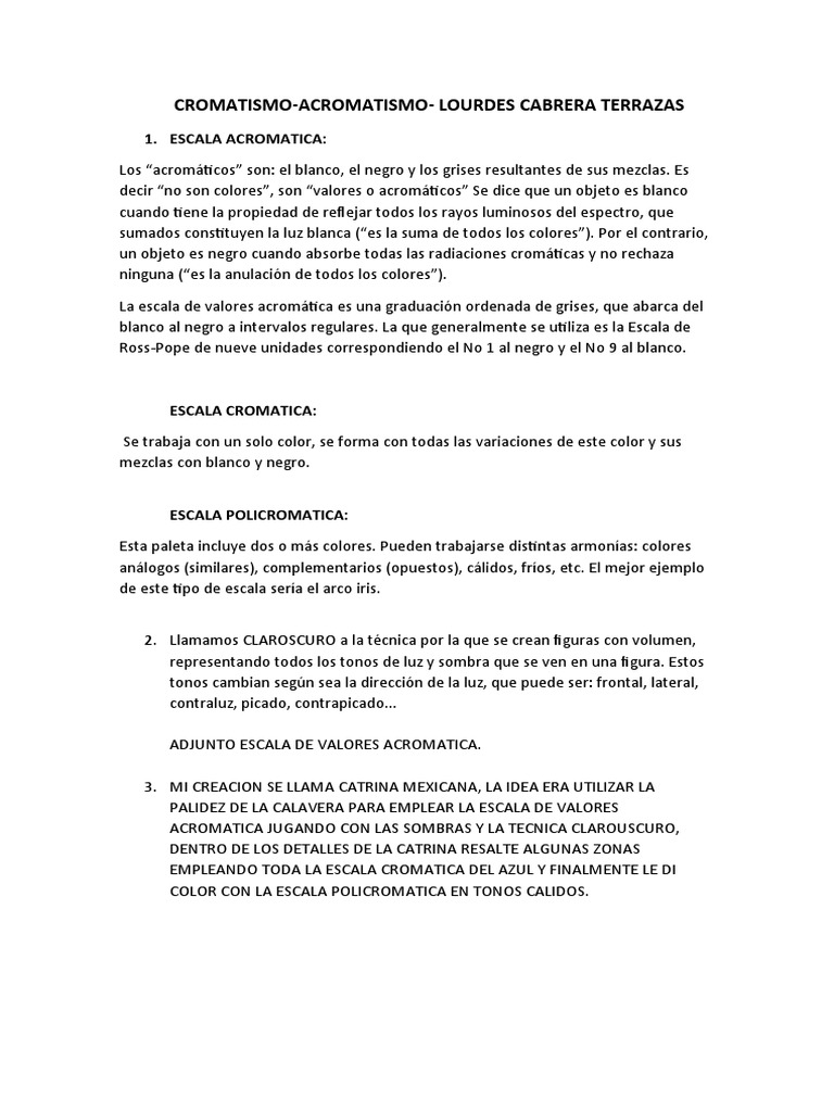 Cromatismo y Acromatismo | PDF | Métodos y materiales de enseñanza