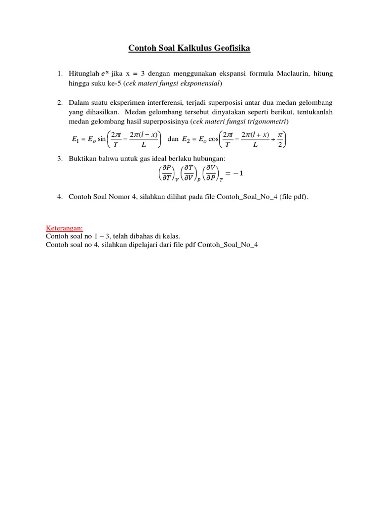 Contoh Soal Kalkulus Geofisika 20212 | PDF | Metode & Bahan Ajar ...