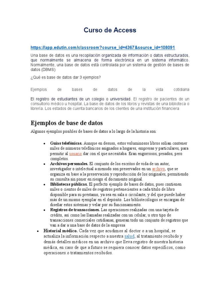 Curso de Access | PDF | Bases de datos | Microsoft
