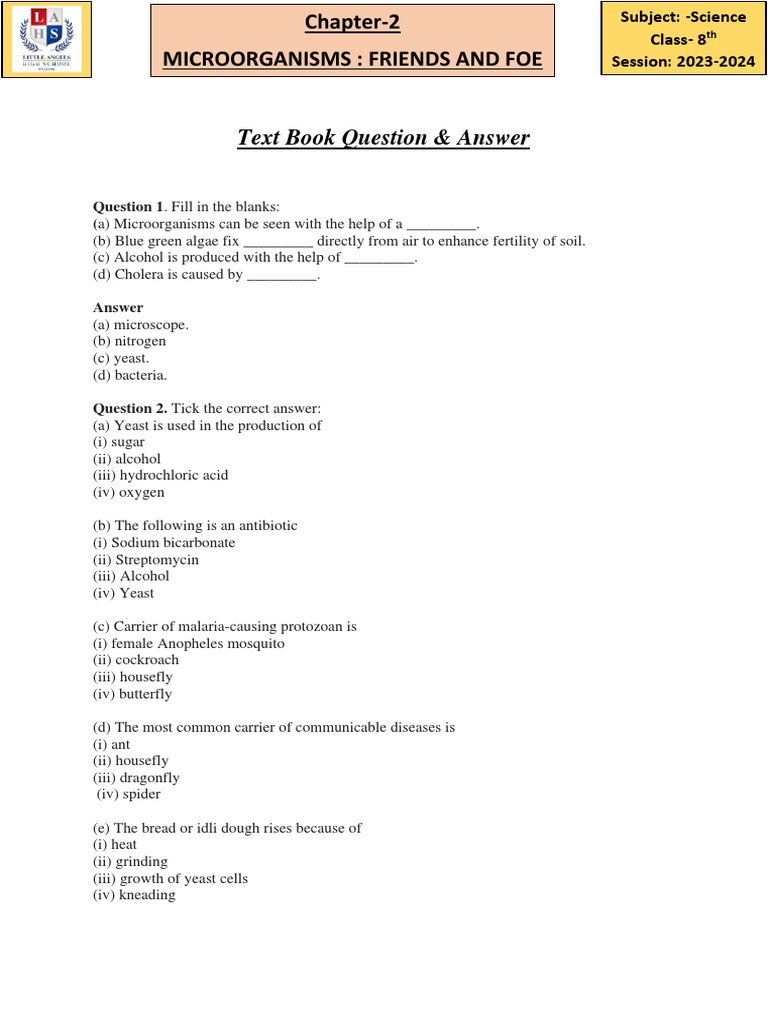 Text Book Question & Answer: Question 1. Fill in The Blanks: (A ...