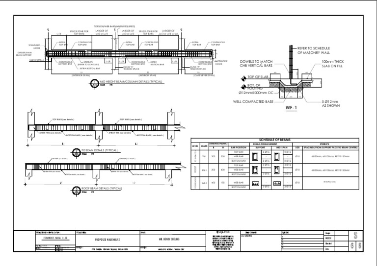 Refer To Schedule of Masonry Wall: Mid Height Beam/Column Details ...