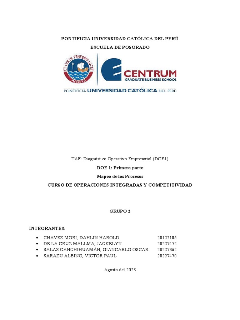 Formato de Evaluacion TAF Inicial - DOE1. - Grupo 1 Ult. Actualizacion ...