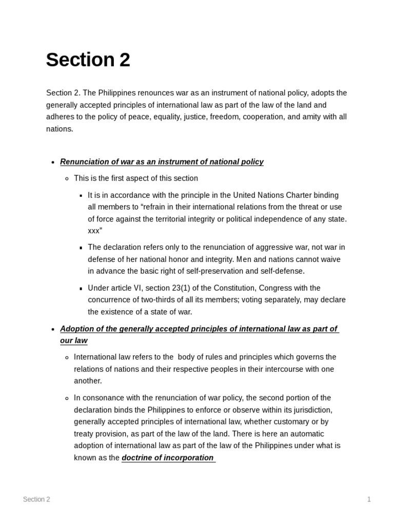 Renunciation of War in Philippine Law | PDF | Politics | Social Science