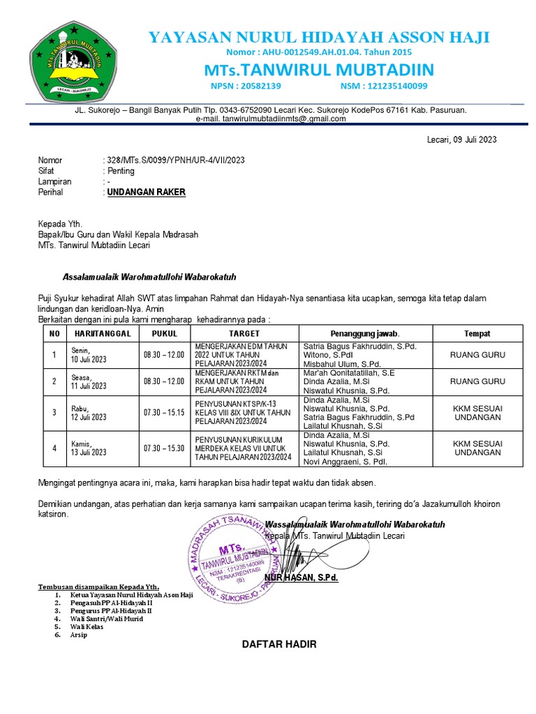 Undangan Raker Ke-5 | PDF