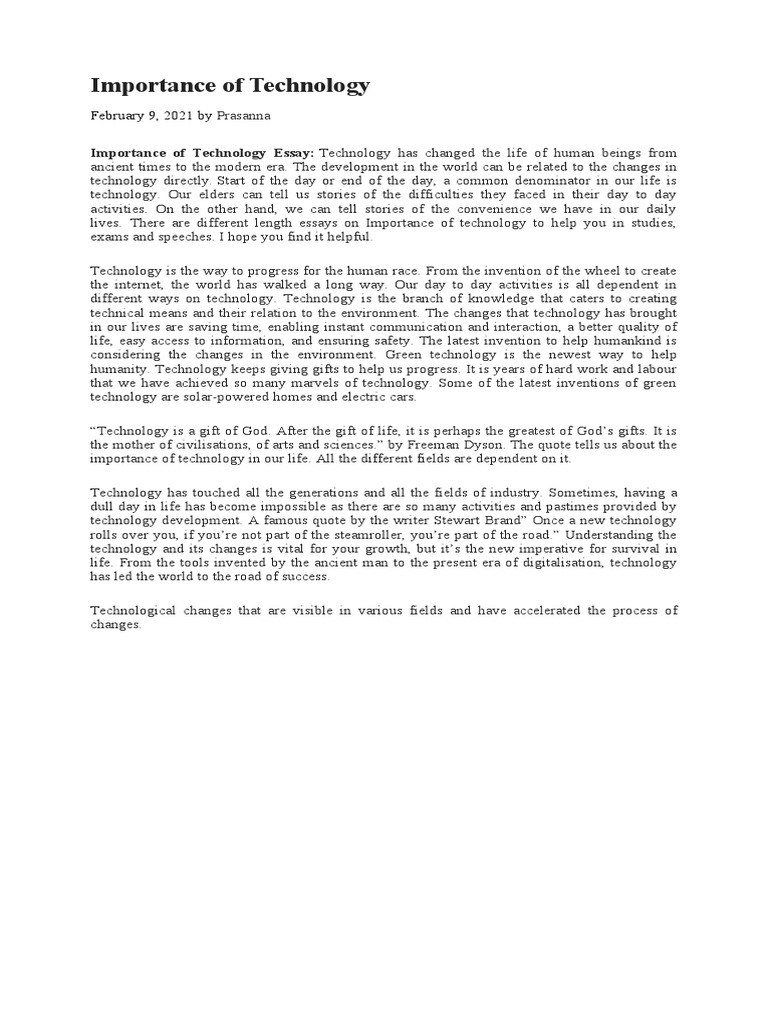 Importance of Technology | PDF | Human
