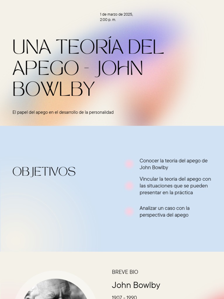 Apego - Bowlby | PDF | Relaciones personales, crianza y desarrollo personal