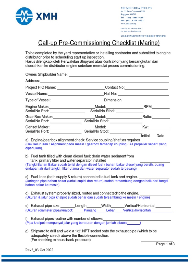 PRE COMMISSIONING FORM (Latest Updated On 03oct2022) | PDF | Internal ...