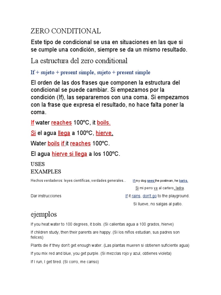 Zero Conditional | PDF | Morfología Lingüística | Sintaxis