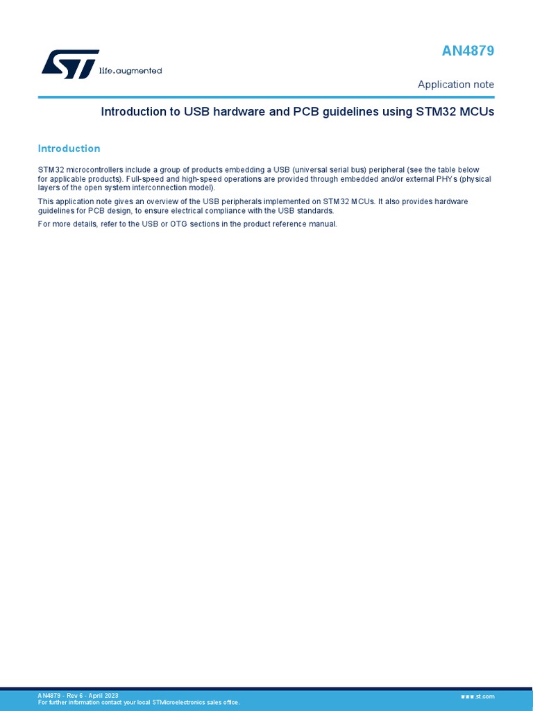 An4879 Introduction To Usb Hardware And Pcb Guidelines Using Stm32 Mcus Stmicroelectronics Pdf
