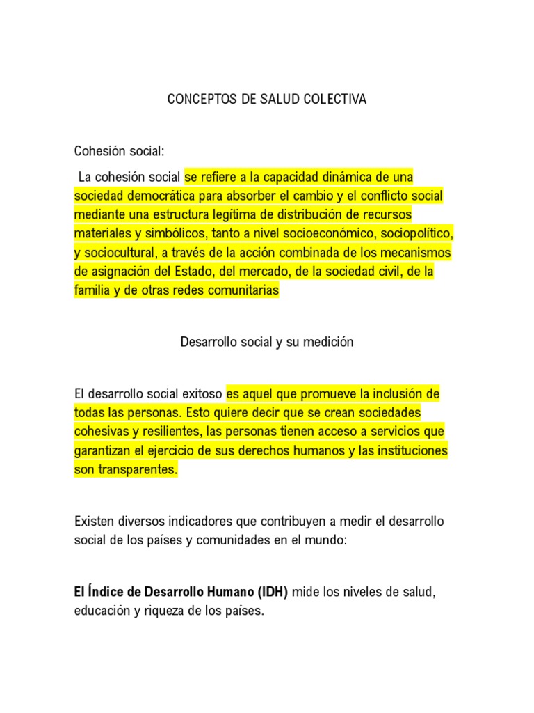 Conceptos de Salud Colectiva | PDF