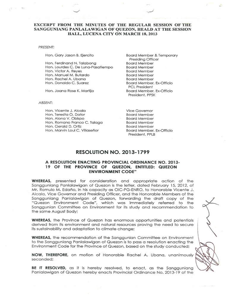 Quezon Environment Code | PDF