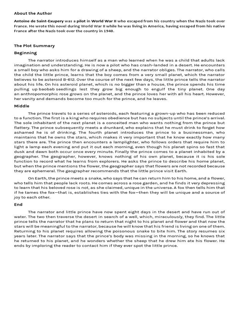 The Little Prince Handouts Pdf The Little Prince