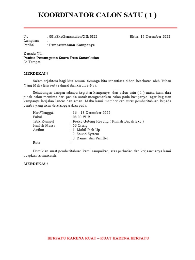 Pemberitahuan Kampanye Calon 1 | PDF | Ilmu Sosial