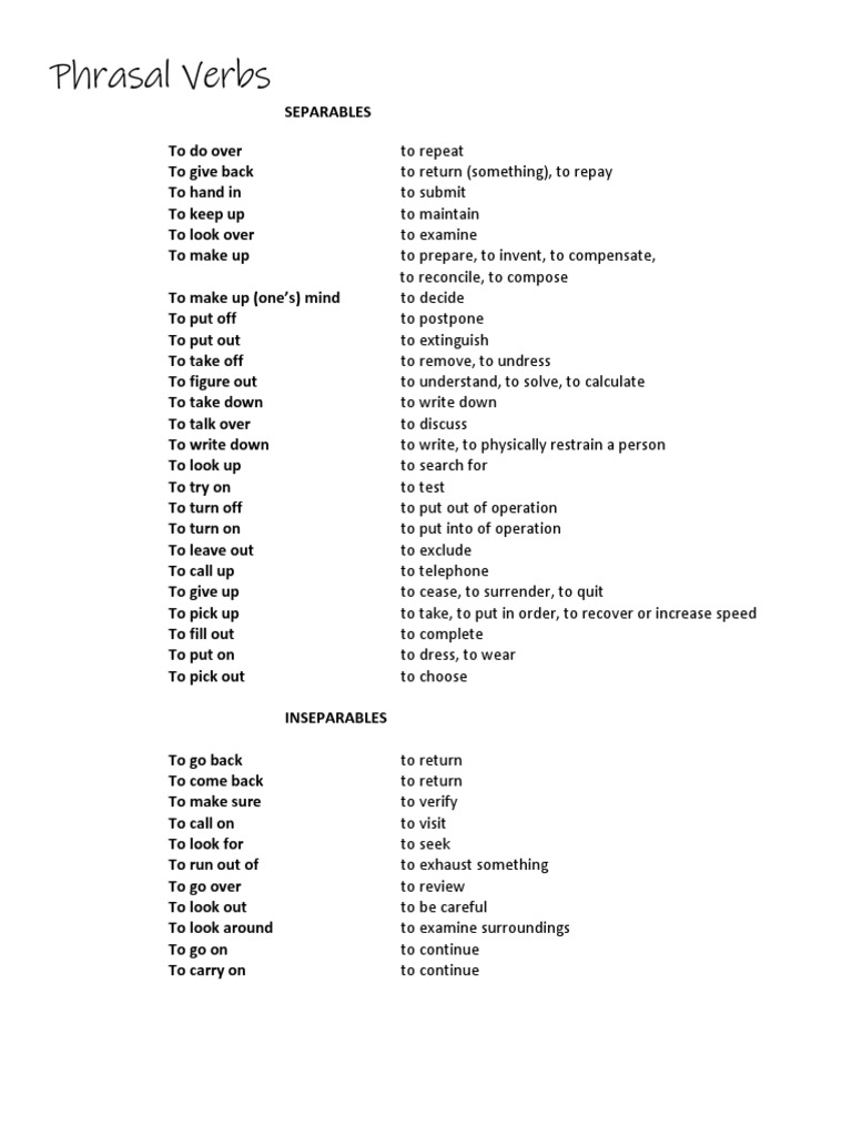 English Phrasal Verbs Guide | PDF