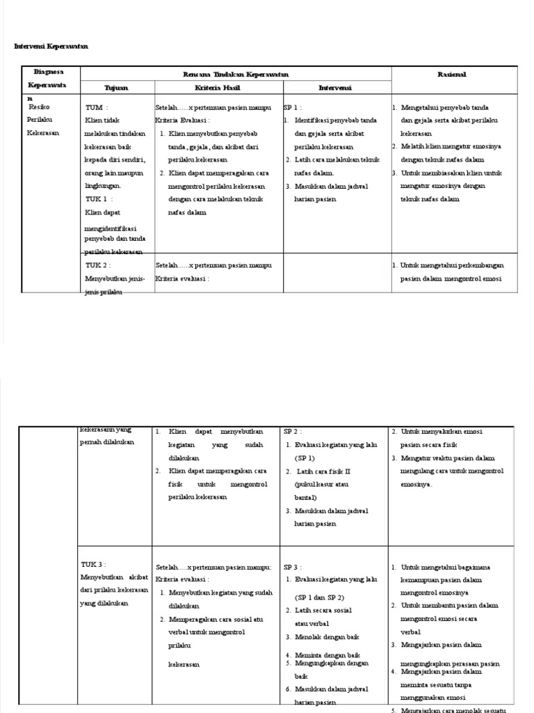 PDF Intervensi Keperawatan RPK | PDF