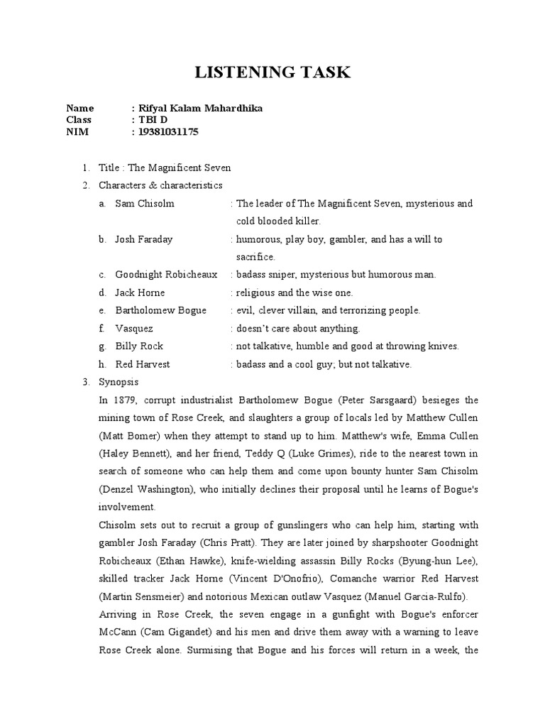 Listening Task 1-Rifyal Kalam M | PDF | History