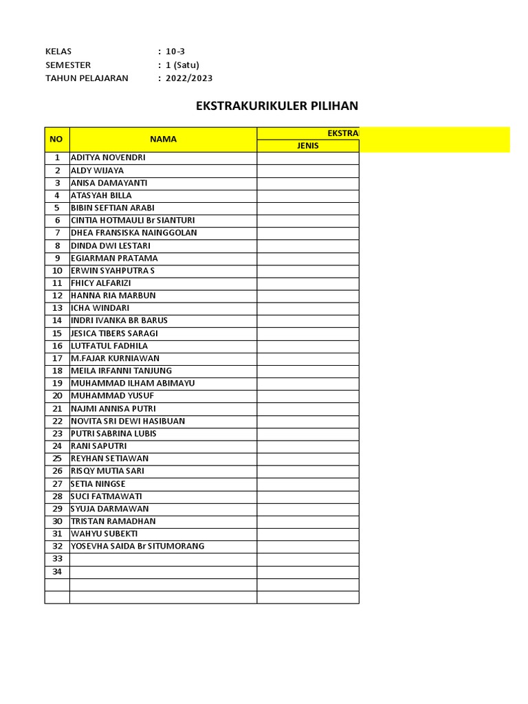 X-3 Format Penilaian Ekskul | PDF